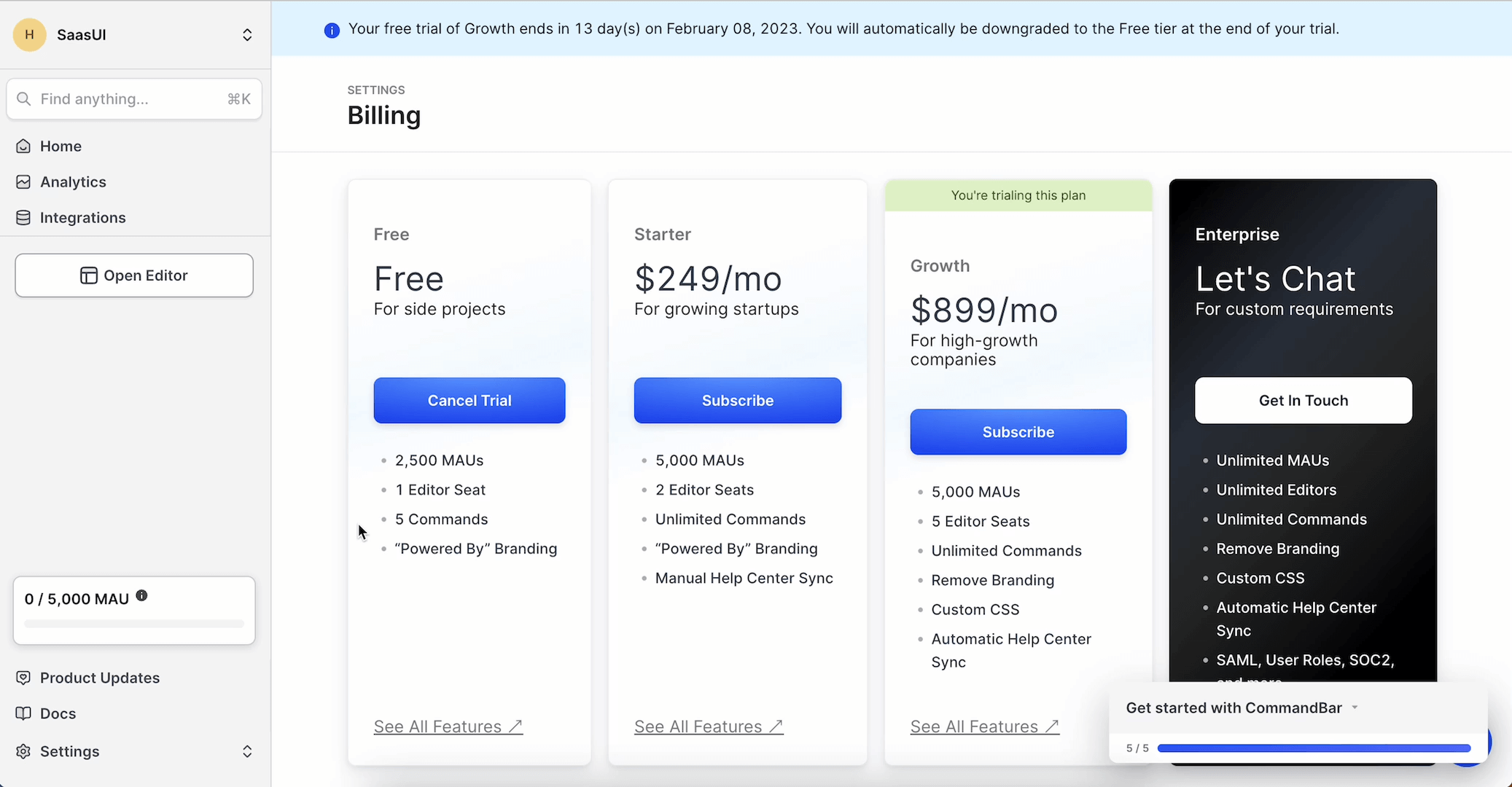 CommandBar | UI, UX Design | SaaS | Application Design | saas ui